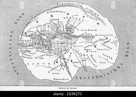 Map of the world according to ancient Greek geographer Eratosthenes ...