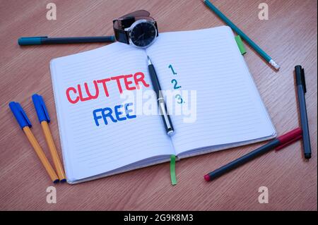 Handwriting text Clutter Free. Business concept Well organized and ...