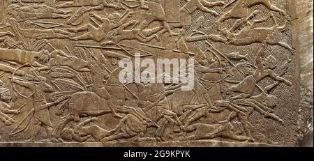 6878. Relief from the palace of the Assyrian King Ashurbanipal ...