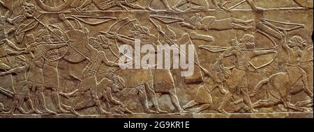 6878. Relief from the palace of the Assyrian King Ashurbanipal ...