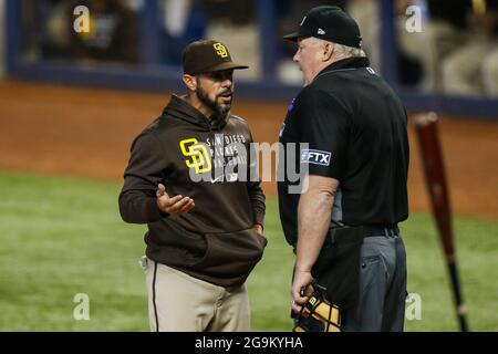 San Diego Padres manager Jayce Tingler watches from the dugout during ...