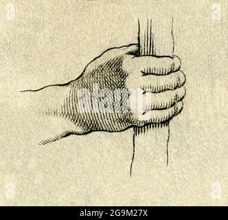 copperplate engraving of an hand, about 1700., Artist's Copyright has ...