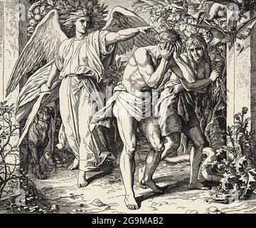 Genesis. God expels Adam and Eve from the Garden of Eden to work the ...