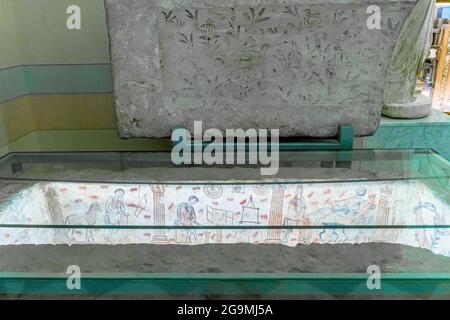 Limestone sarcophagus from 1st century BC and A still life painting ...