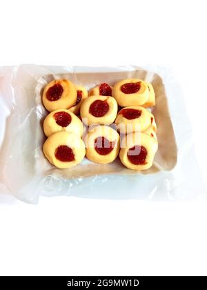 Pepas. Delicious Argentine traditional cookies with quince jelly on a ...