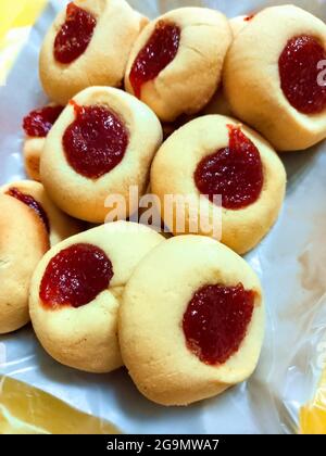 Pepas. Delicious Argentine traditional cookies with quince jelly on a ...