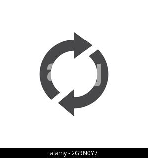 Reload arrows black icons. Circular arrow, isolated loop or round spin signs. Environment and ...