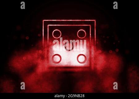 Dice Five at top, Die Symbol, rugged, silver background Stock Photo - Alamy