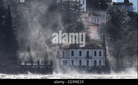 Varenna village, windy day, Como Lake, Lombardy, Italy, Europe Stock ...