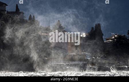 Varenna village, windy day, Como Lake, Lombardy, Italy, Europe Stock ...
