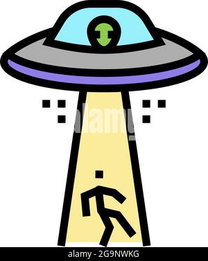 alien abduction warning line icon vector. alien abduction warning sign ...