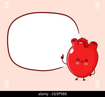 Cute funny human heart organ hold blood drop. Vector flat line doodle ...