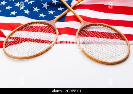 American flag with tennis rackets Stock Photo - Alamy