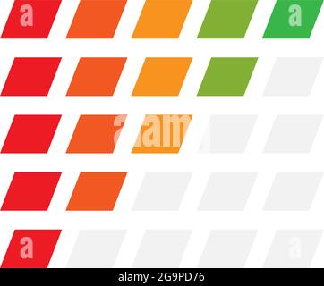 5-step simple progress, level indicator with color code. Progression ...