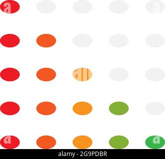 5-step simple progress, level indicator with color code. Progression ...
