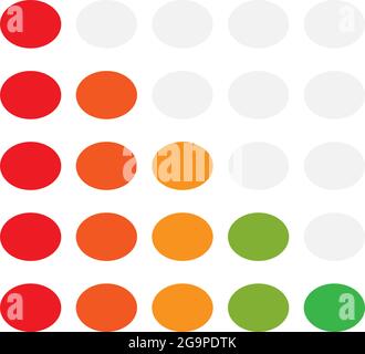 5-step simple progress, level indicator with color code. Progression ...