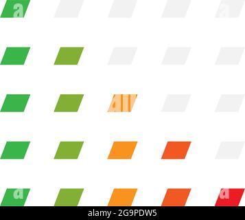5-step simple progress, level indicator with color code. Progression, steps, phases concept ...