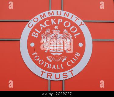 Blackpool football club emblem on side of stadium Stock Photo - Alamy
