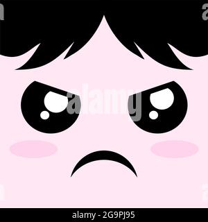 Face expression of cute boy, angry. Emotion of a child. Vector ...