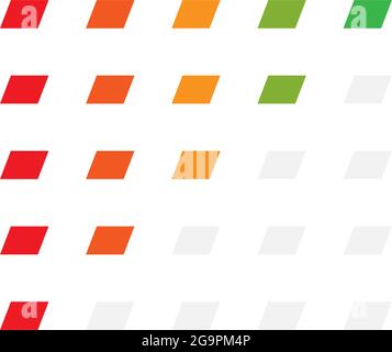 5-step simple progress, level indicator with color code. Progression ...