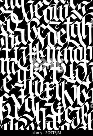 Grunge old pen gothic font. Blackletter script. Vector illustration ...