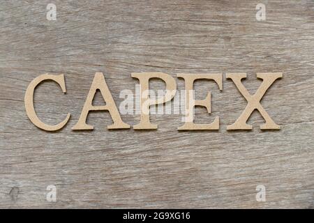 Alphabet letter in word CAPEX (Abbreviation of Capital Expenditure) on ...