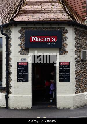 Logo of Macari's in Bognor Regis, UK Stock Photo - Alamy