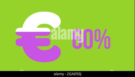 Euro symbol and increasing percentage in pink 4k Stock Photo - Alamy