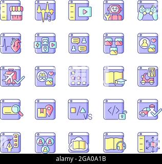 Digital platforms RGB color icons set Stock Vector Image & Art - Alamy