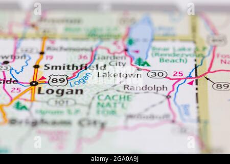Laketown Utah USA shown on a road map or Geography map Stock Photo - Alamy