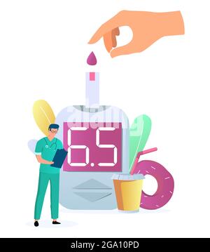 device blood glucometer cartoon. health test, control level device ...