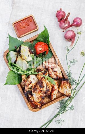 Delicious shish kebab on skewers. Isolated on a white background Stock ...