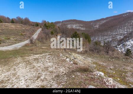 winter view of Konyavska mountain, Kyustendil Region, Bulgaria Stock ...