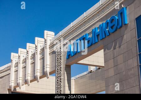 Altynkol, Kazakhstan - June 05, 2012: Railway station Altynkol. Down up ...
