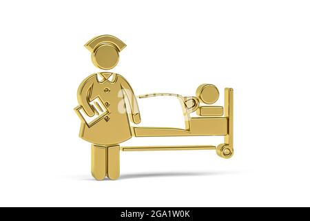 Golden 3d nurse icon isolated on white background - 3D render Stock ...