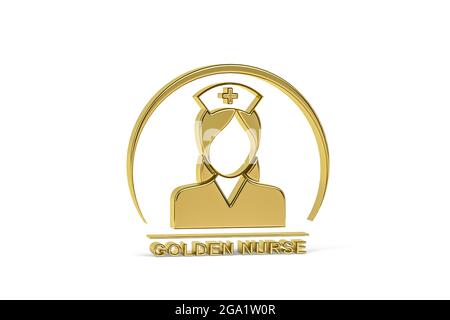 Golden 3d nurse icon isolated on white background - 3D render Stock ...