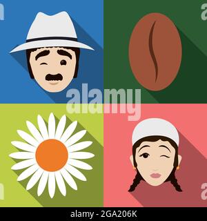 Traditional hat in the Colombian and paisa culture, in outlines style ...