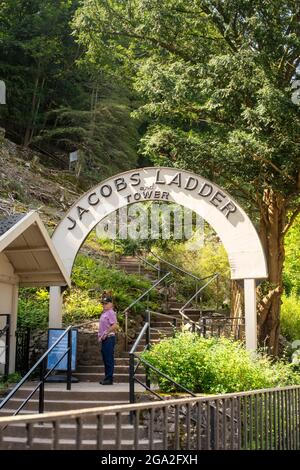 The entrance to Jacobs Ladder in the tourist attraction of Cheddar ...