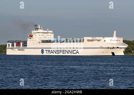 Transfennica Trafexpress-class ConRo vessel PLYCA in the Kiel Canal ...
