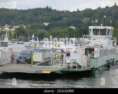 The car ferry "Mallard" crossing over Lake Windermere from Coniston to ...