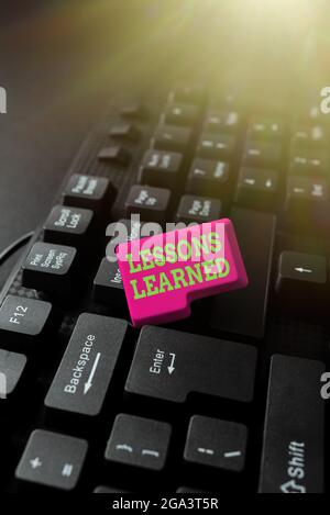 Inspiration showing sign Lessons Learned. Internet Concept experiences ...