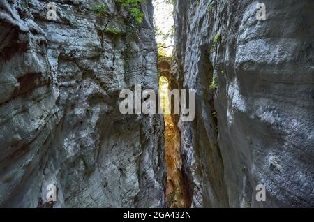 Natural scenery from the famous Ridomo gorge in Taygetus Mountain. The ...
