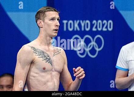 Florian Wellbrock of Germany reacts after winning the men's 5km open ...