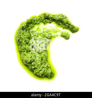 Smear of tasty pesto sauce on white background Stock Photo - Alamy