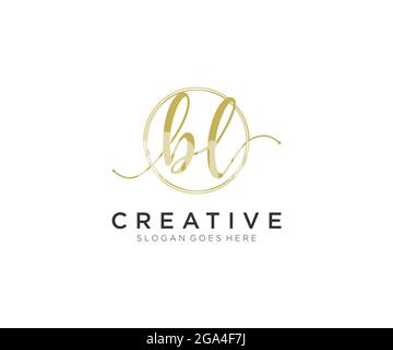 BL elegant luxury monogram logo or badge template with scrolls and ...