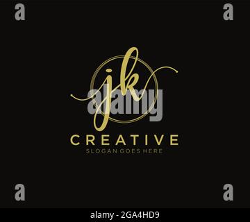 JK Feminine logo beauty monogram and elegant logo design, handwriting ...