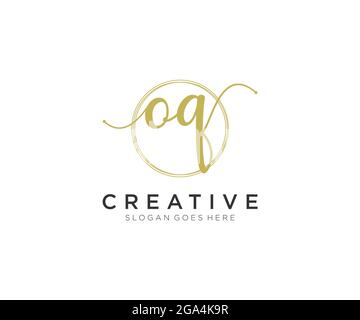 OQ elegant luxury monogram logo or badge template with scrolls and ...