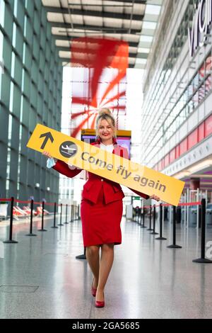 EDITORIAL USE ONLY Virgin Atlantic cabin crew (Left to right) Natasha ...