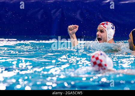 TOKYO, JAPAN - JULY 29: Loren Fatovic of Croatia celebrating during the ...