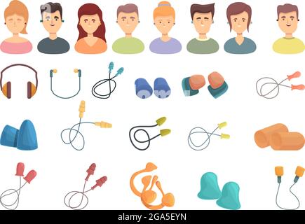 earplugs noise set cartoon vector illustration Stock Vector Image & Art ...